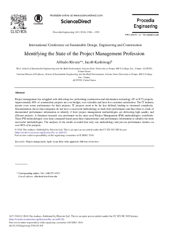 (PDF) Identifying the State of the Project Management Profession