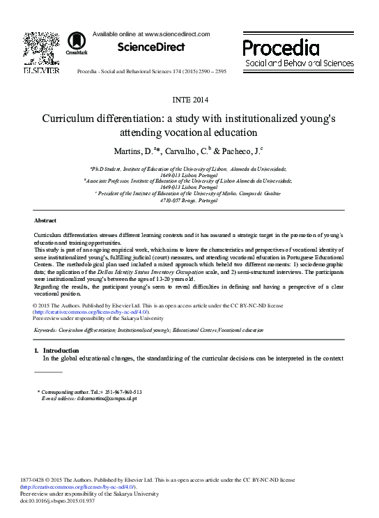 (PDF) Curriculum Differentiation: A Study with Institutionalized Young ...