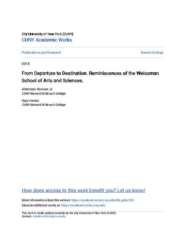 (PDF) From Departure to Destination. Reminiscences of the Weissman ...