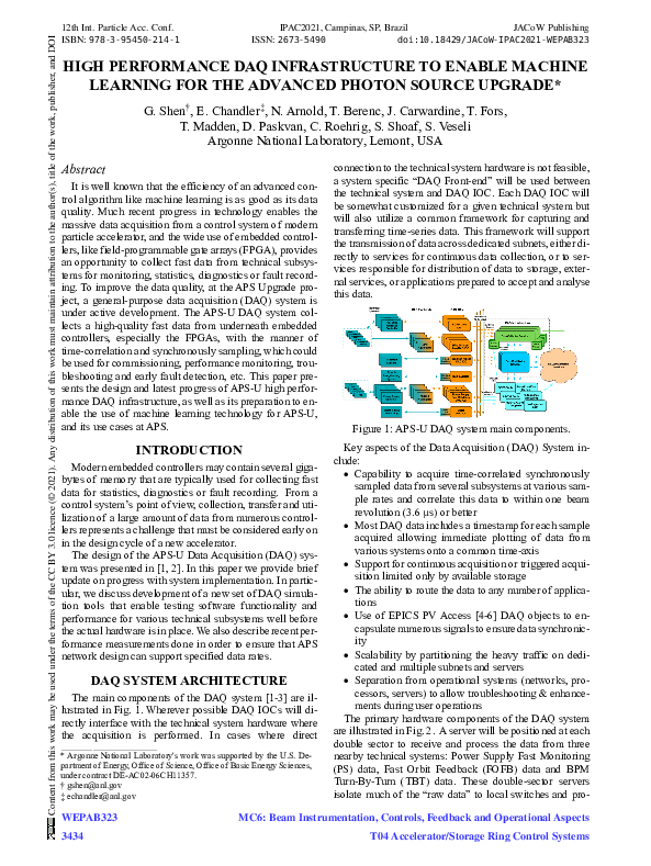 (PDF) High Performance DAQ Infrastructure to Enable Machine Learning for the Advanced Photon ...