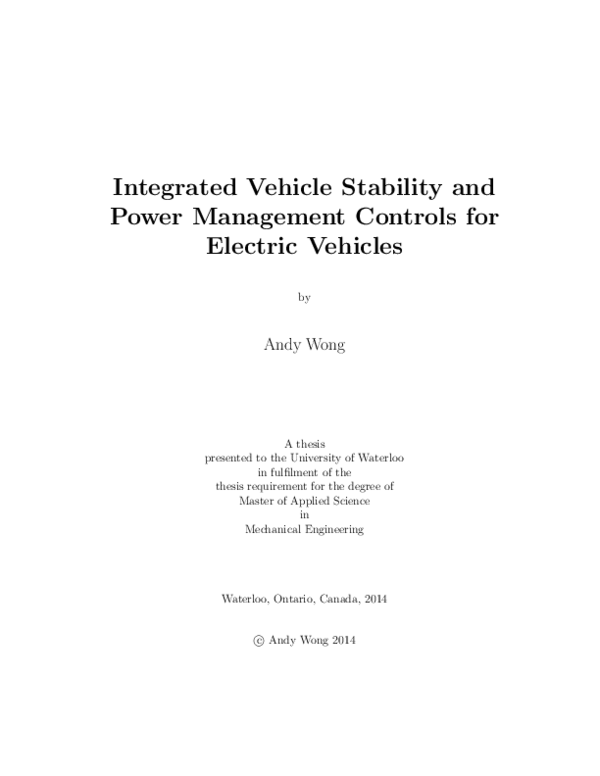 (PDF) Integrated Vehicle Stability and Power Management Controls for ...