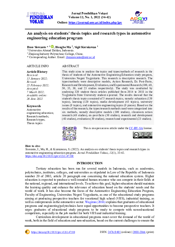 (PDF) An analysis on students' thesis topics and research types in ...
