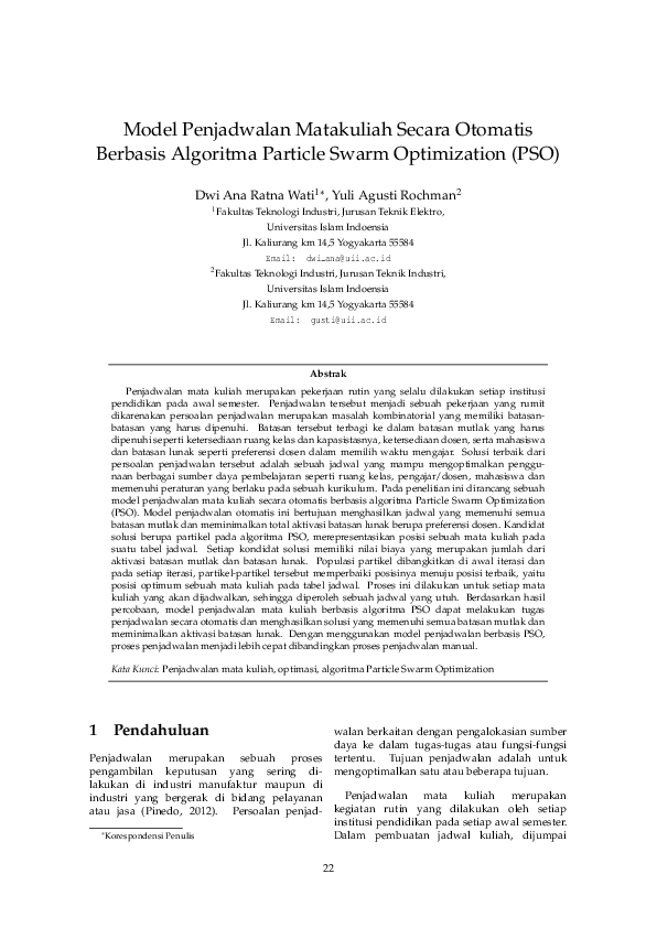 (PDF) Model Penjadwalan Matakuliah Secara Otomatis Berbasis Algoritma ...