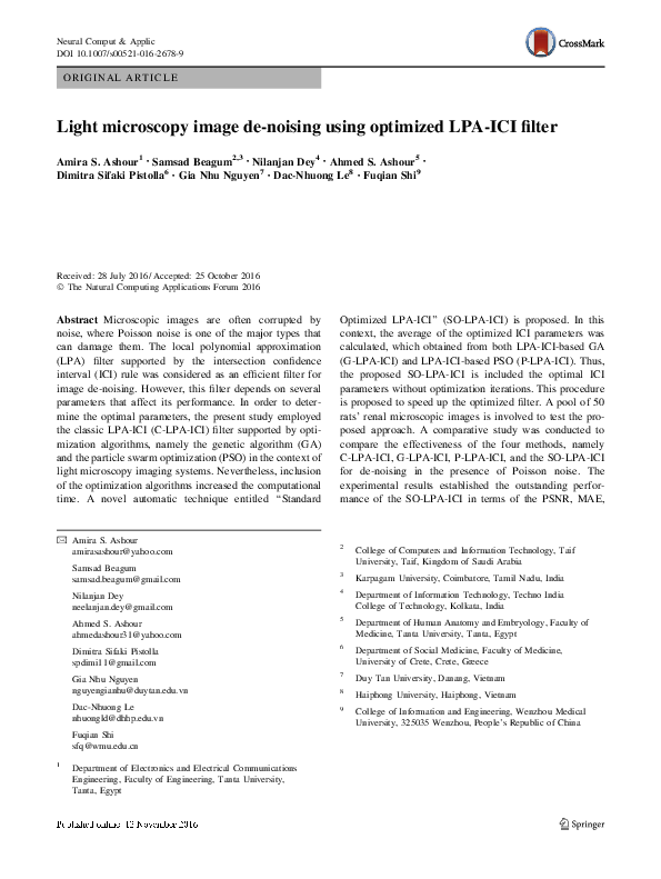 (PDF) Light microscopy image de-noising using optimized LPA-ICI filter