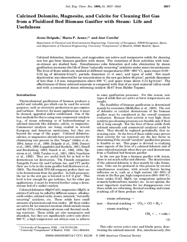 (PDF) Calcined Dolomite, Magnesite, and Calcite for Cleaning Hot Gas ...