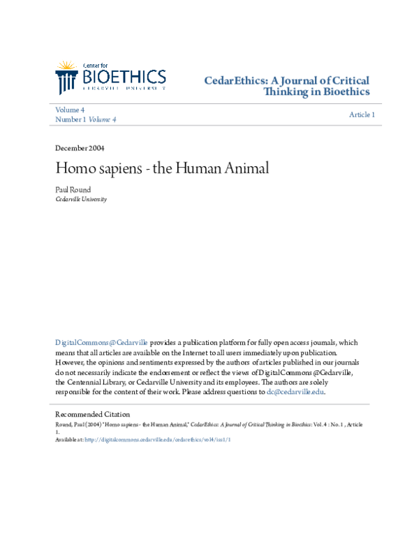 (PDF) Homo sapiens - the Human Animal