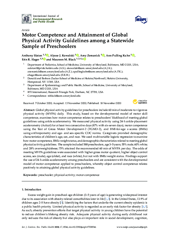 (PDF) Motor Competence and Attainment of Global Physical Activity ...