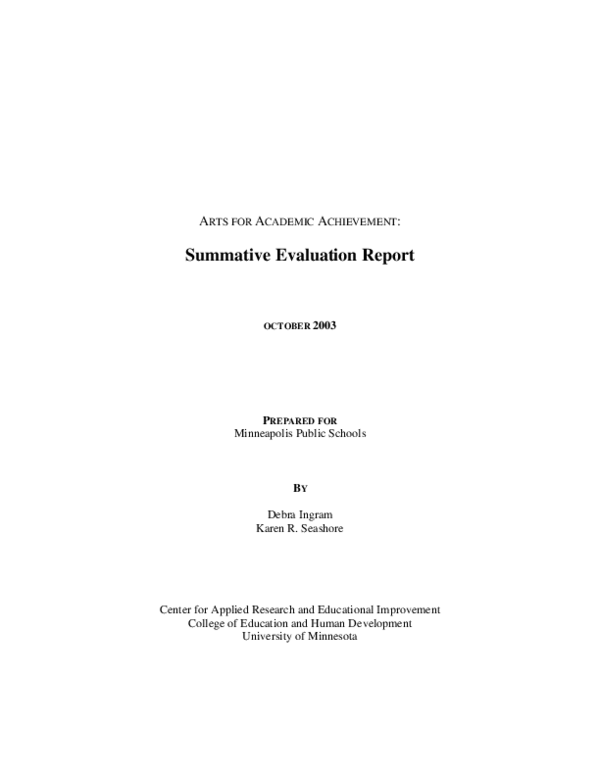 (PDF) Arts for academic achievement: Summative evaluation report