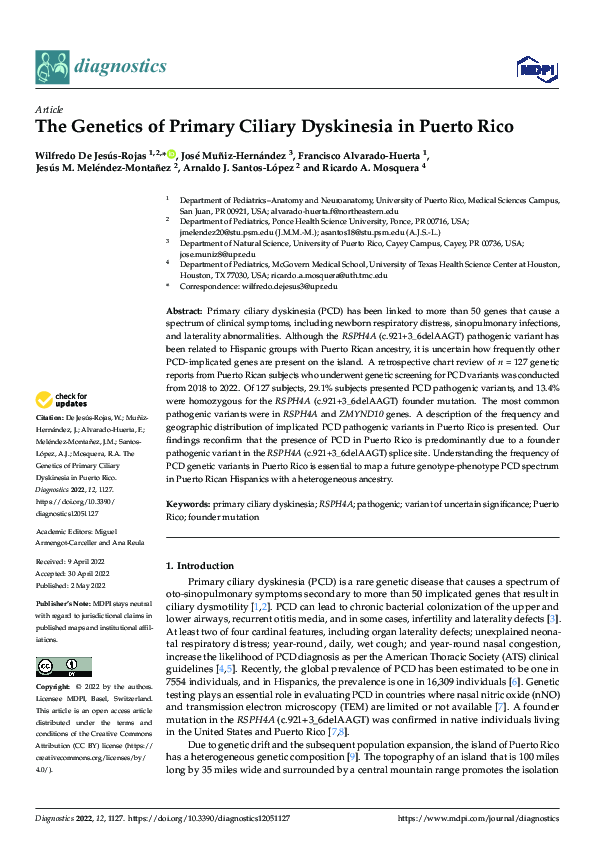 (PDF) The Genetics of Primary Ciliary Dyskinesia in Puerto Rico
