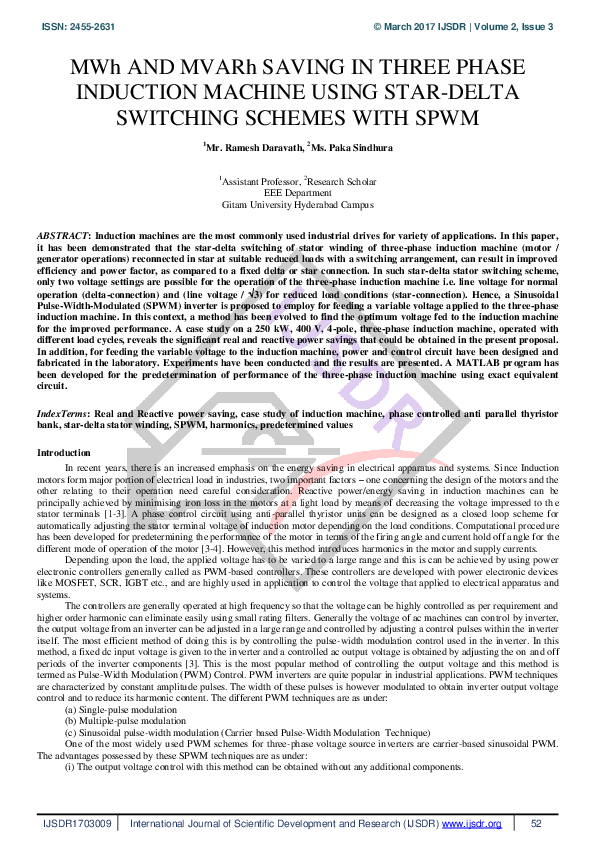 (PDF) MWh AND MVARh SAVING IN THREE PHASE INDUCTION MACHINE USING STAR-DELTA SWITCHING SCHEMES ...