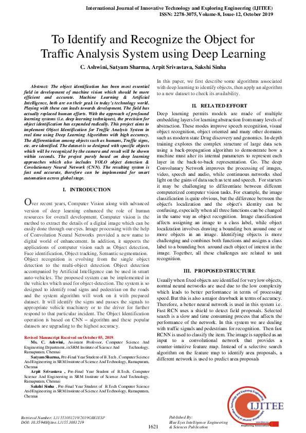 (PDF) To Identify and Recognize the Object for Traffic Analysis System using Deep Learning
