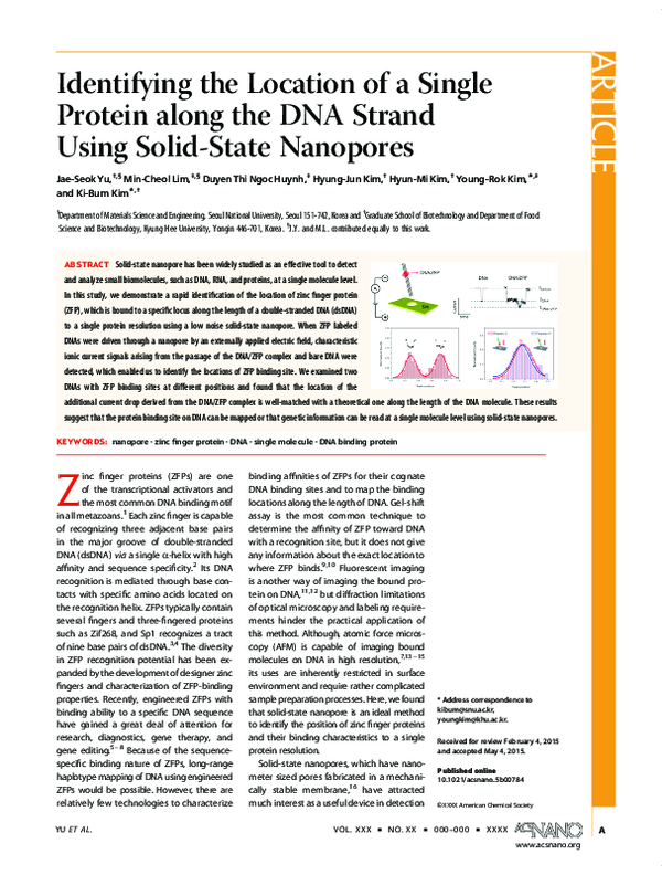 (PDF) Identifying the Location of a Single Protein along the DNA Strand ...