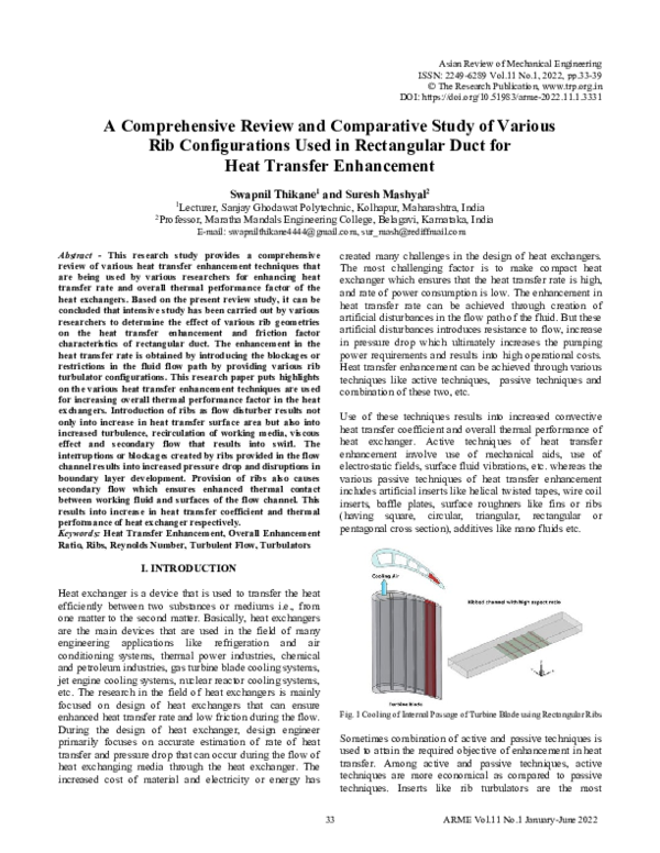 (PDF) A Comprehensive Review and Comparative Study of Various Rib ...