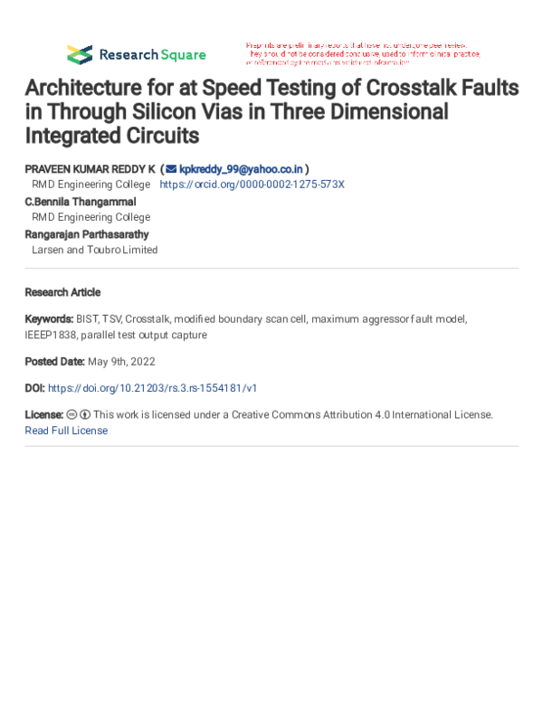 Pdf Architecture For At Speed Testing Of Crosstalk Faults In Through
