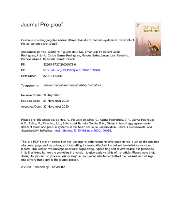(PDF) Glomalin in soil aggregates under different forest and pasture ...