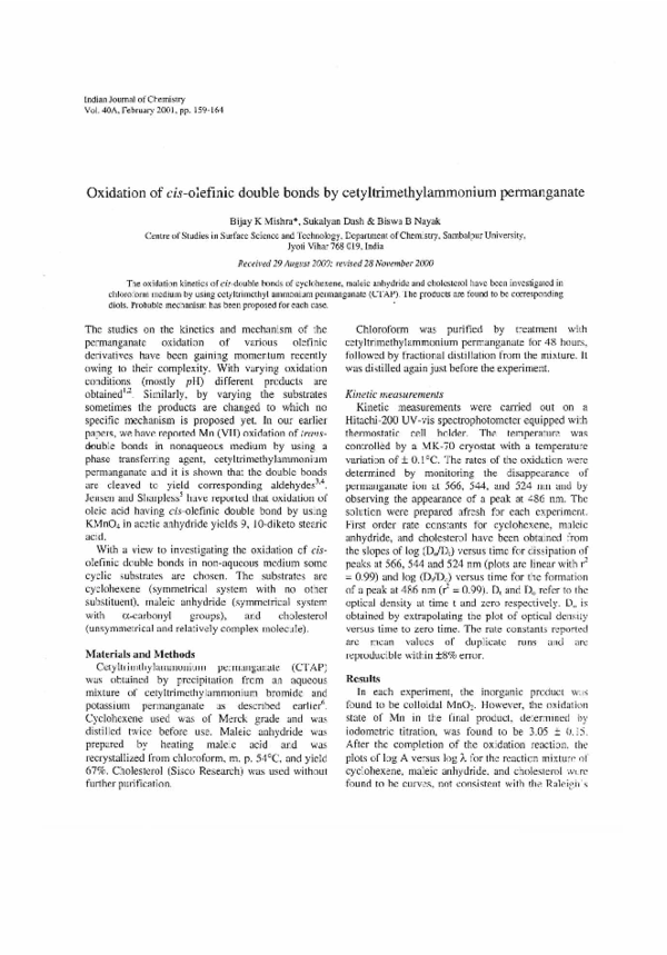 (PDF) Oxidation of cis-olefinic double bonds by cetyltrimethylammonium ...