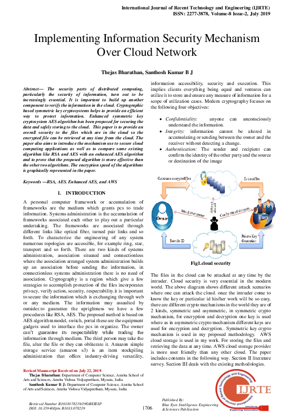 (PDF) Implementing Information Security Mechanism Over Cloud Network