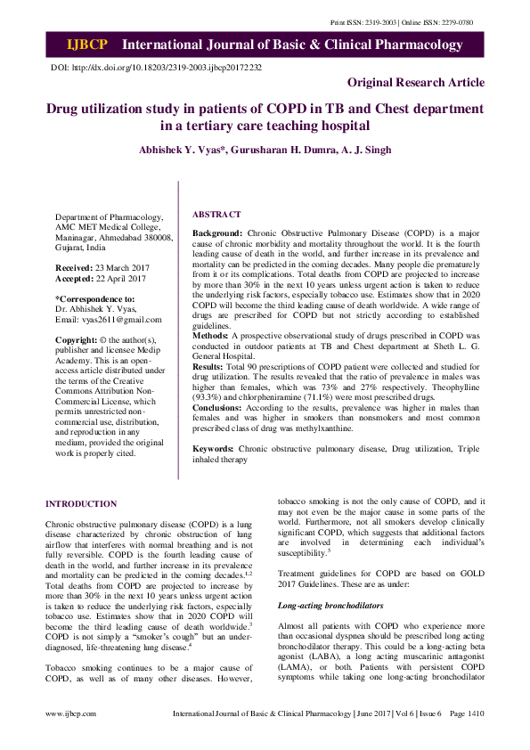 (PDF) Drug utilization study in patients of COPD in TB and Chest ...