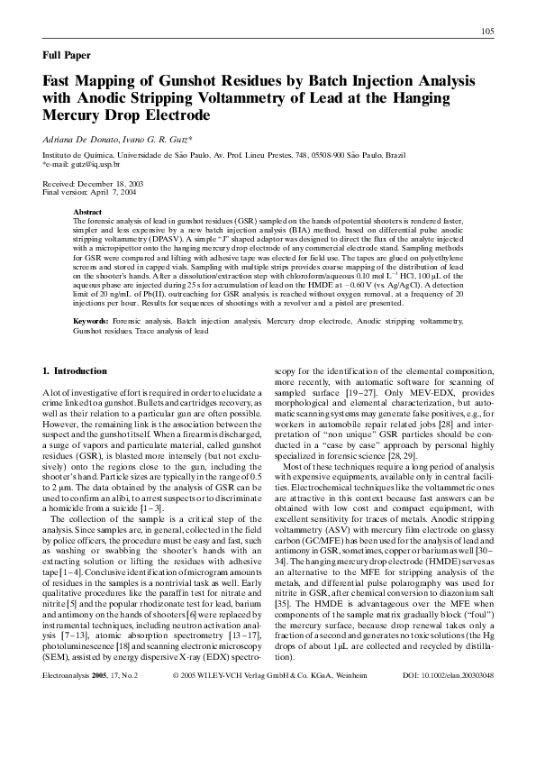 Pdf Rapid Gunshot Residues Analysis Via Dpasv