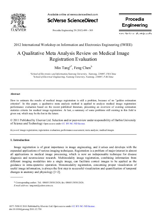(PDF) A Qualitative Meta Analysis Review on Medical Image Registration ...