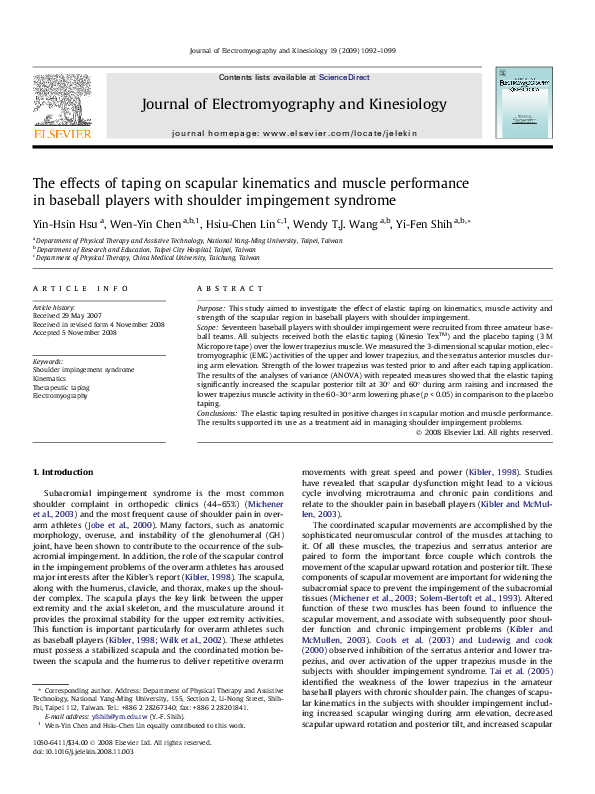 (PDF) The effects of taping on scapular kinematics and muscle ...