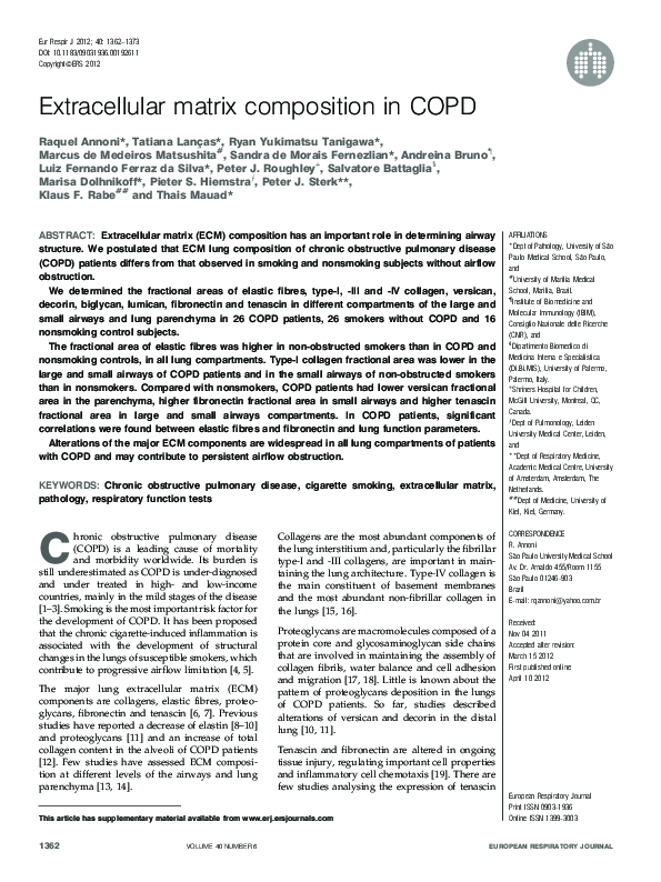 (PDF) Extracellular matrix composition in COPD