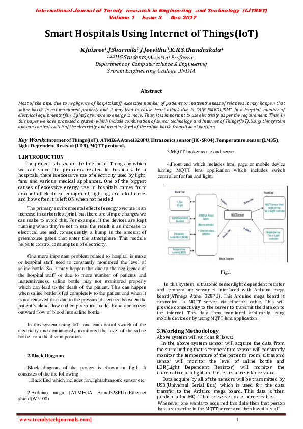 (PDF) Smart Hospitals Using Internet of Things(IoT)