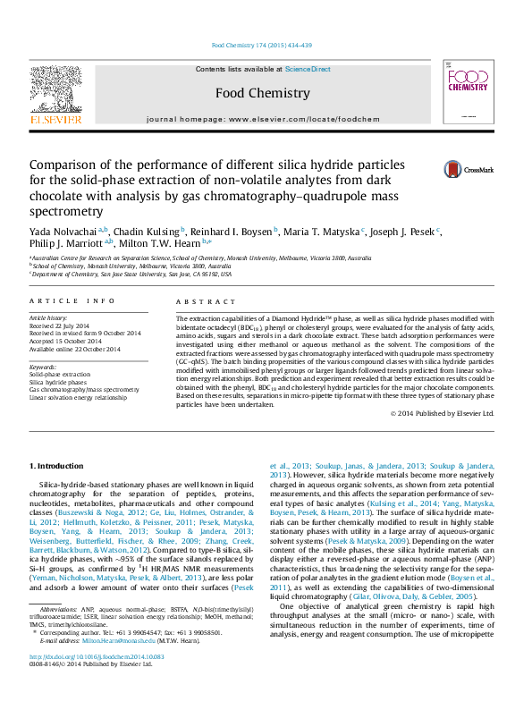 (PDF) Silica Hydride Particles for Chocolate Extraction