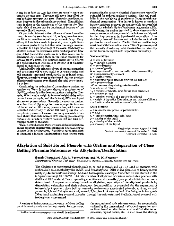 (PDF) Alkylation of substituted phenols with olefins and separation of ...