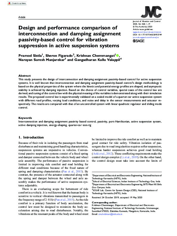 Pdf Design And Performance Comparison Of Interconnection And Damping Assignment Passivity