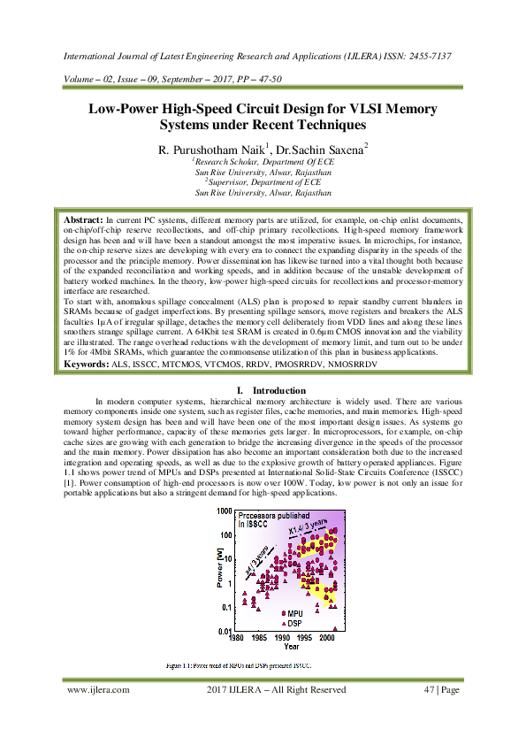 Pdf Low Power High Speed Circuit Design For Vlsi Memory Systems Under Recent Techniques