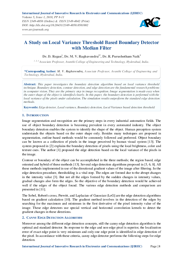 (PDF) A Study on Local Variance Threshold Based Boundary Detector with ...