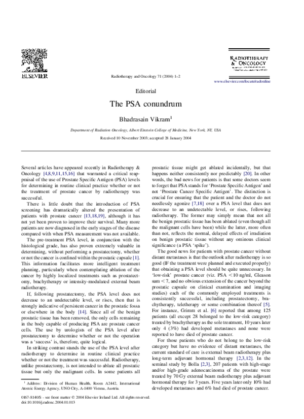 (PDF) The PSA conundrum
