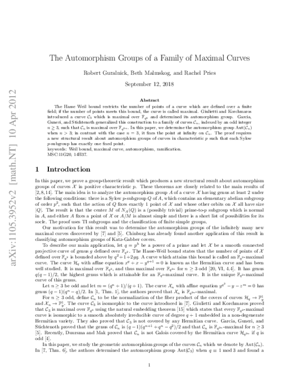 (PDF) The automorphism groups of a family of maximal curves