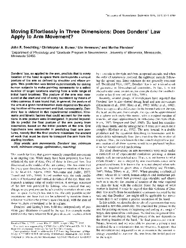 (PDF) Moving effortlessly in three dimensions: does Donders' law apply ...