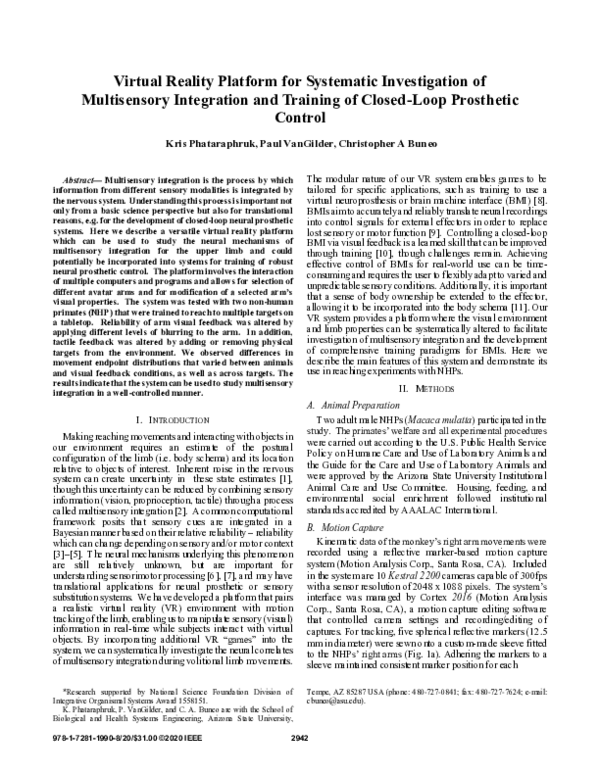 (PDF) Virtual Reality Platform for Systematic Investigation of Multisensory Integration and ...