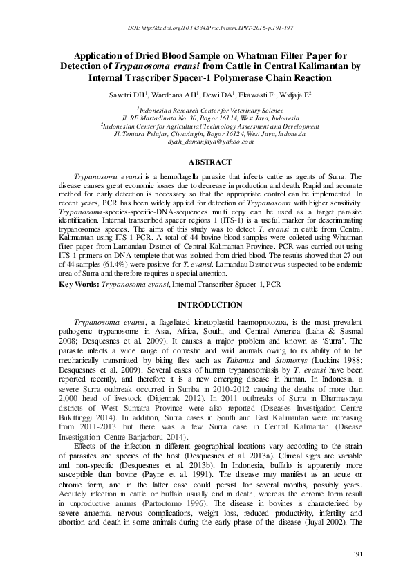 (PDF) Application of Dried Blood Sample on Whatman Filter Paper for ...