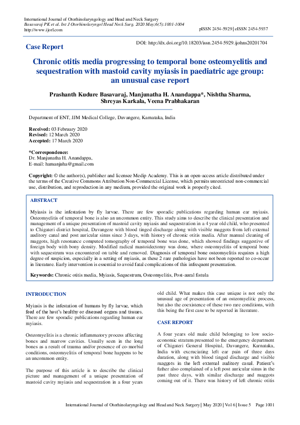 (PDF) Chronic otitis media progressing to temporal bone osteomyelitis ...