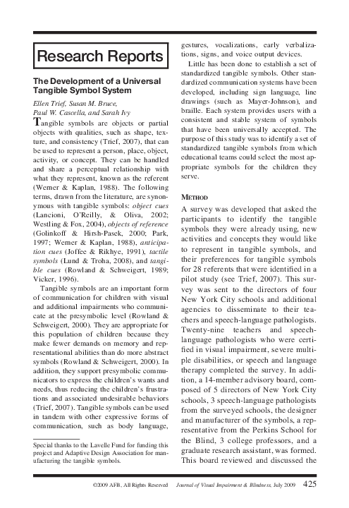 (PDF) The Development of a Universal Tangible Symbol System