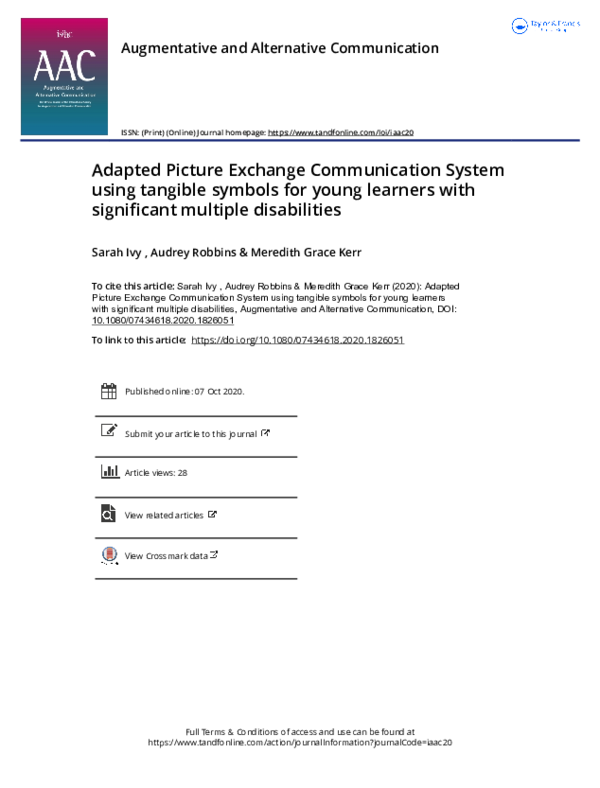 (PDF) Adapted Picture Exchange Communication System using tangible ...