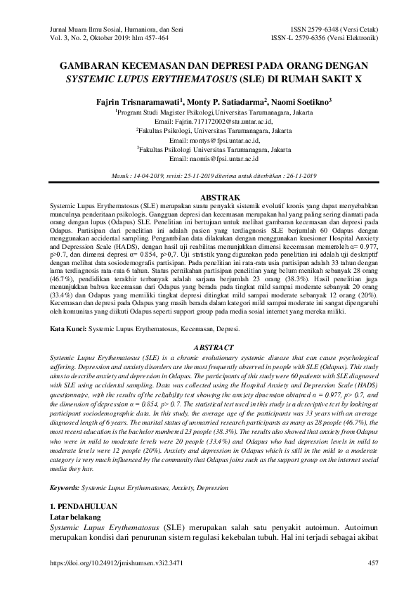 (PDF) Gambaran Kecemasan Dan Depresi Pada Orang Dengan Systemic Lupus Erythematosus (Sle) DI ...