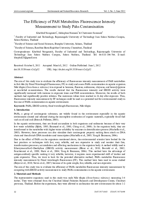 (PDF) The Efficiency of PAH Metabolites Fluorescence Intensity ...
