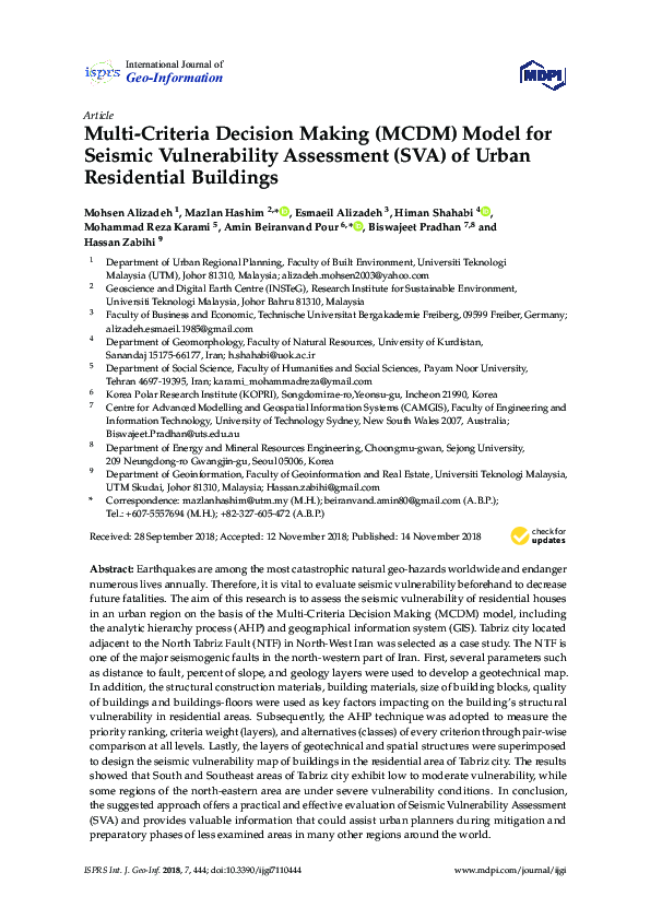 (PDF) Multi-Criteria Decision Making (MCDM) Model for Seismic Vulnerability Assessment (SVA) of ...