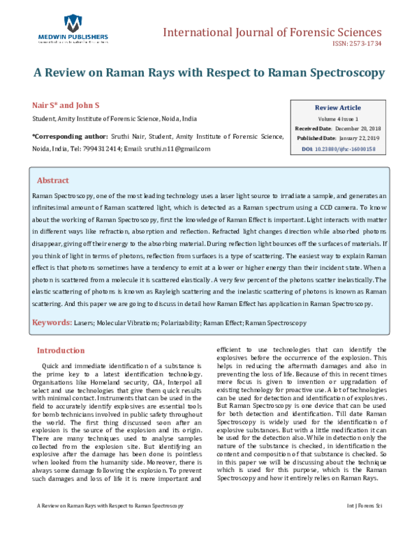 (PDF) A Review on Raman Rays with Respect to Raman Spectroscopy