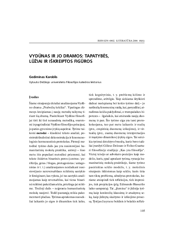 (PDF) Vydūnas and his dramas: identity, turning-points and distorted ...