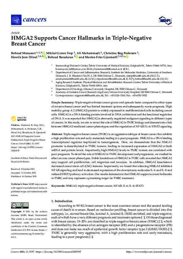 (PDF) HMGA2 Supports Cancer Hallmarks in Triple-Negative Breast Cancer