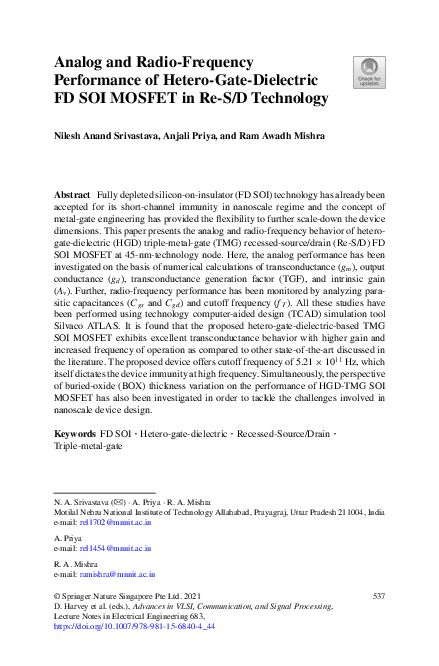 (PDF) Analog and Radio-Frequency Performance of Hetero-Gate-Dielectric ...