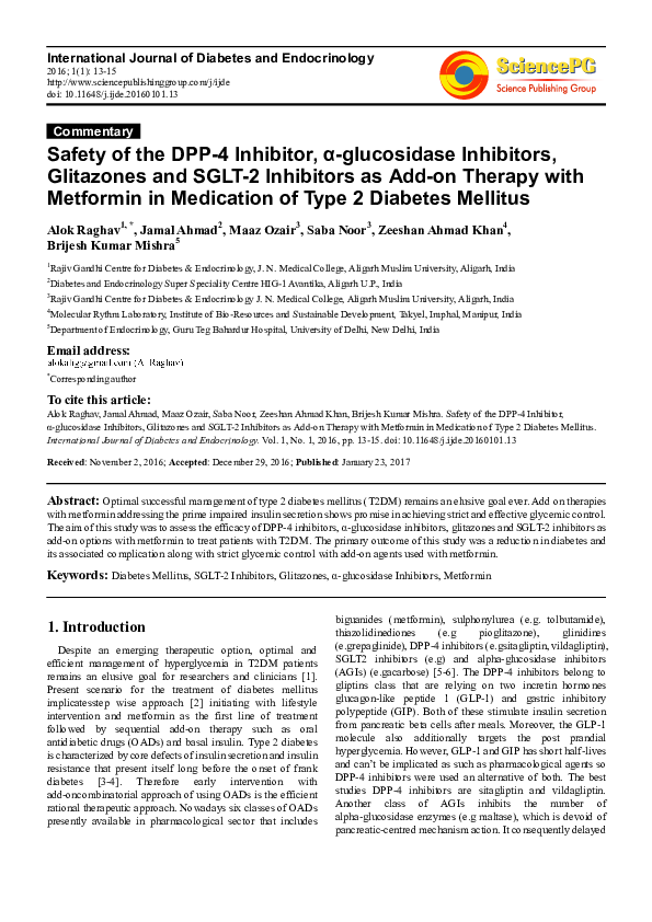 (PDF) Safety of the DPP-4 Inhibitor, α-glucosidase Inhibitors ...