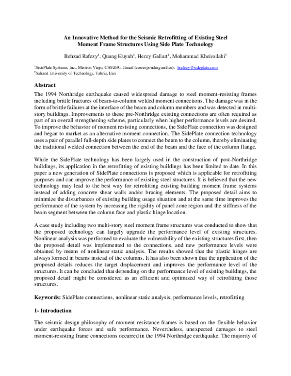 (PDF) An Innovative Method for the Seismic Retrofitting of Existing ...