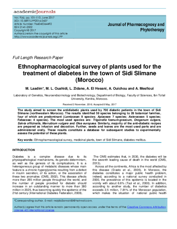 (PDF) Ethnopharmacological Survey of Plants Used for the Treatment of Female Sexual Dysfunction ...